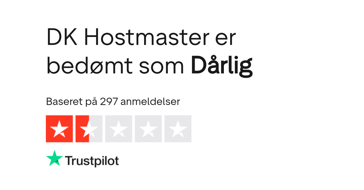 Anmeldelser af DK Hostmaster | Læs kundernes anmeldelser af www.dk-hostmaster.dk