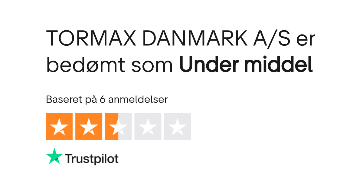 Anmeldelser af TORMAX DANMARK A/S | Læs kundernes anmeldelser af www ...