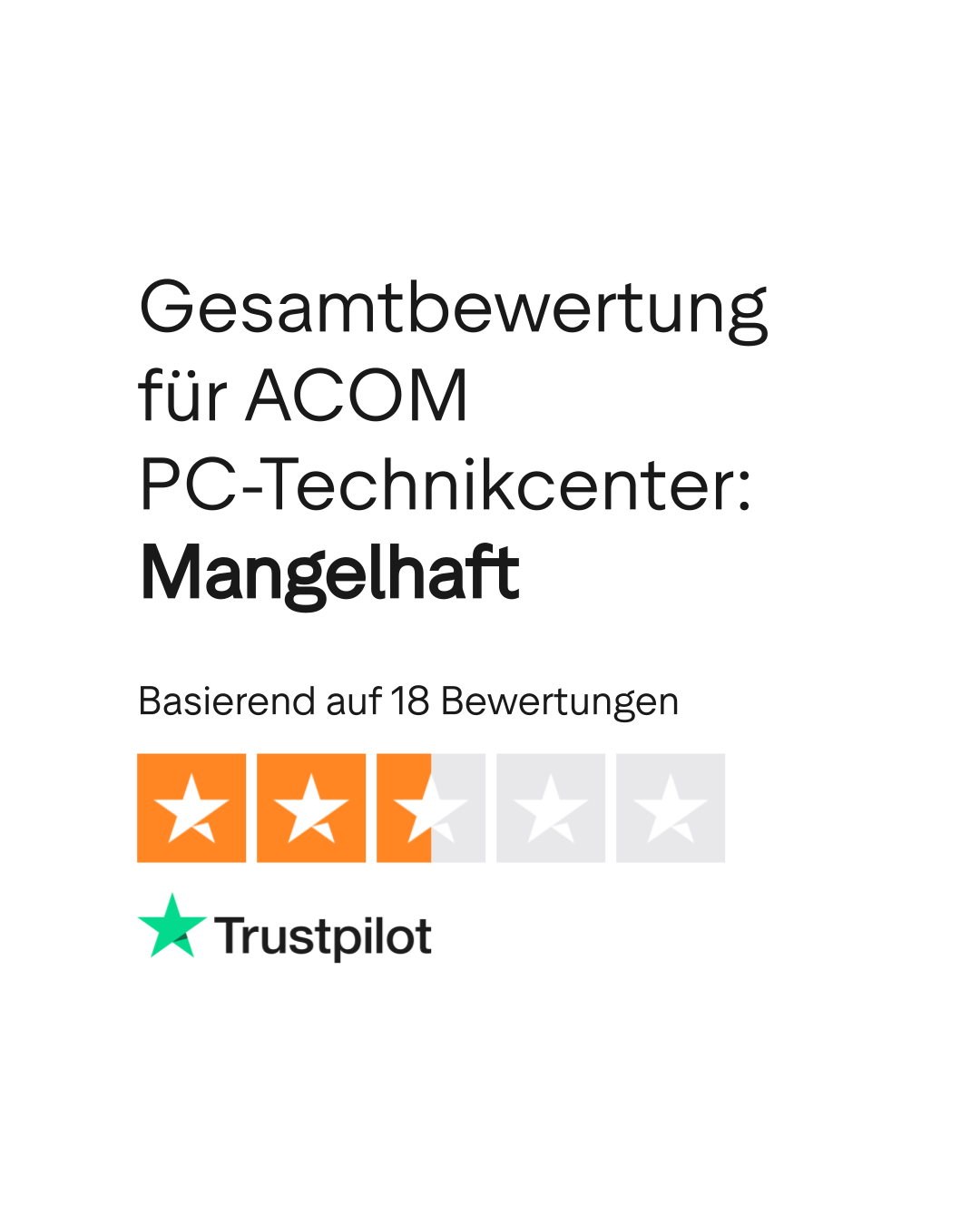 Bewertungen zu ACOM PC-Technikcenter | Lesen Sie Kundenbewertungen zu www.acom-pc.de