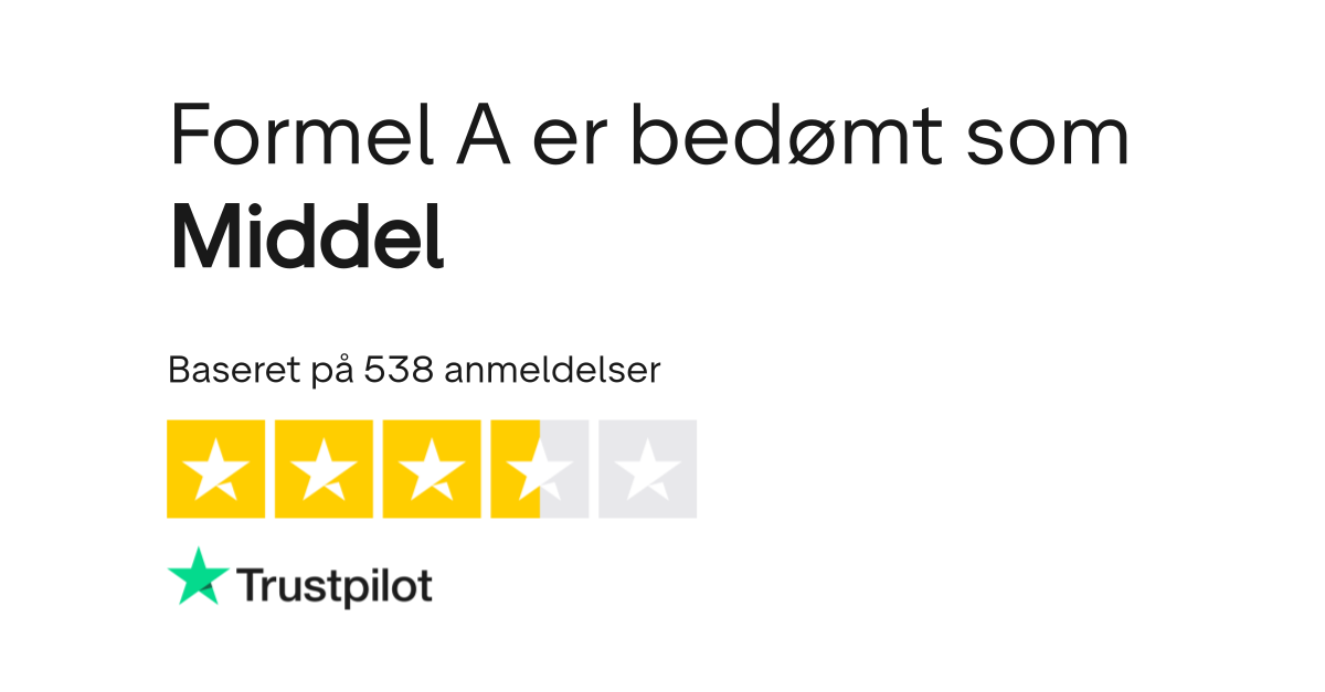 Anmeldelser af Formel A | Læs kundernes anmeldelser af formela.dk