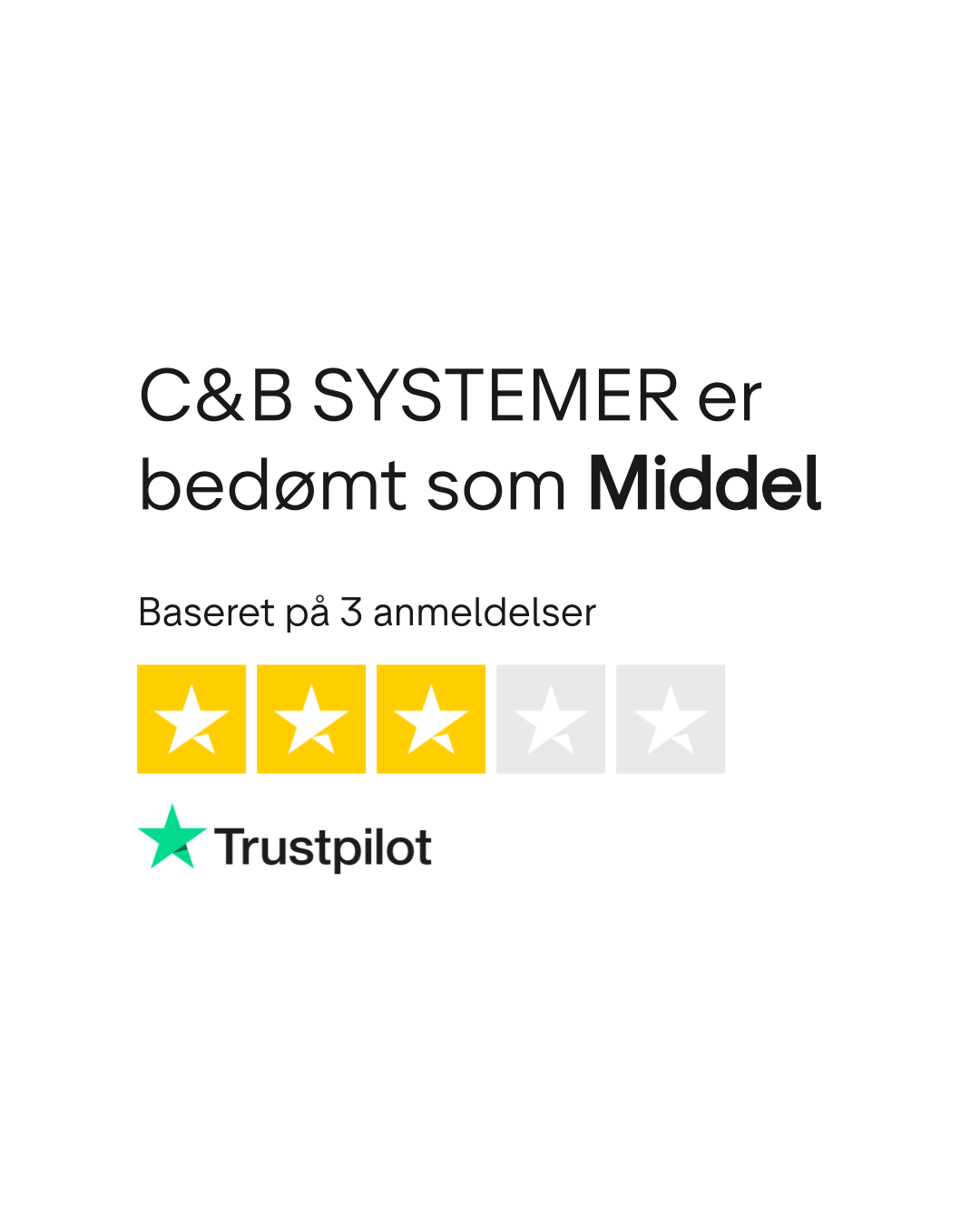 Anmeldelser af C&B SYSTEMER | Læs kundernes anmeldelser af www.cb.dk