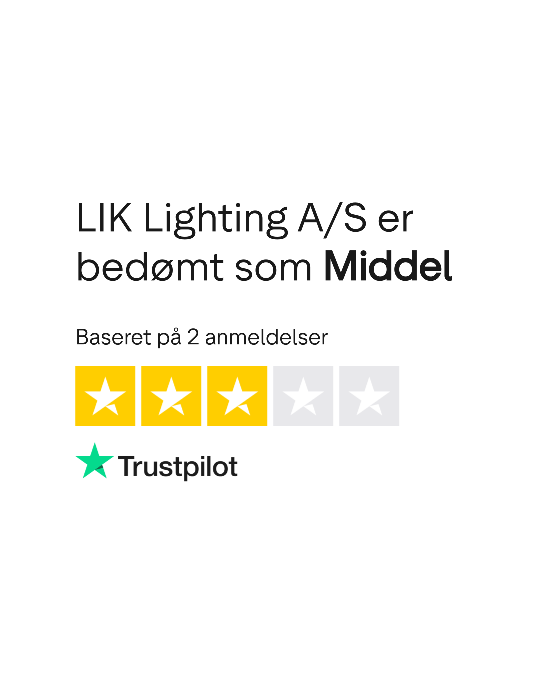 Anmeldelser af LIK Lighting A/S | Læs kundernes anmeldelser af lik.dk