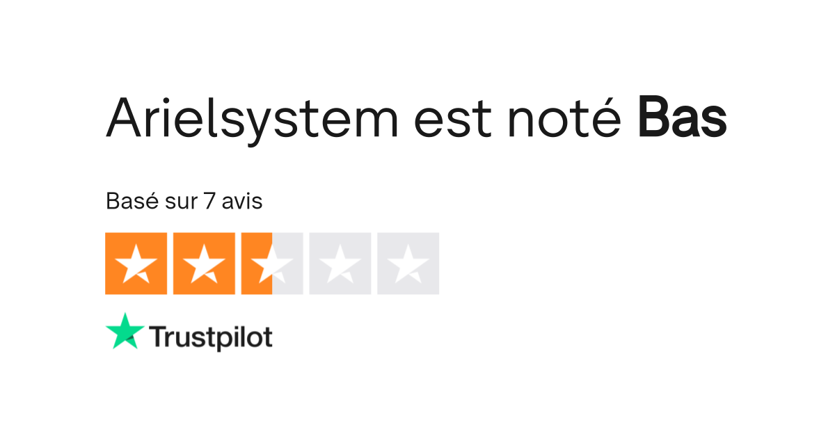 Avis de Arielsystem | Lisez les avis marchands de arielsystem.pro